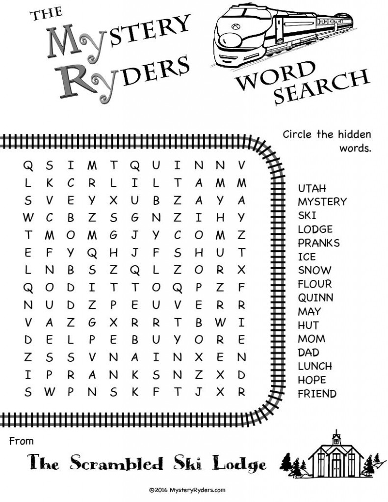 Word Search Ski Lodge | The Mystery Ryders